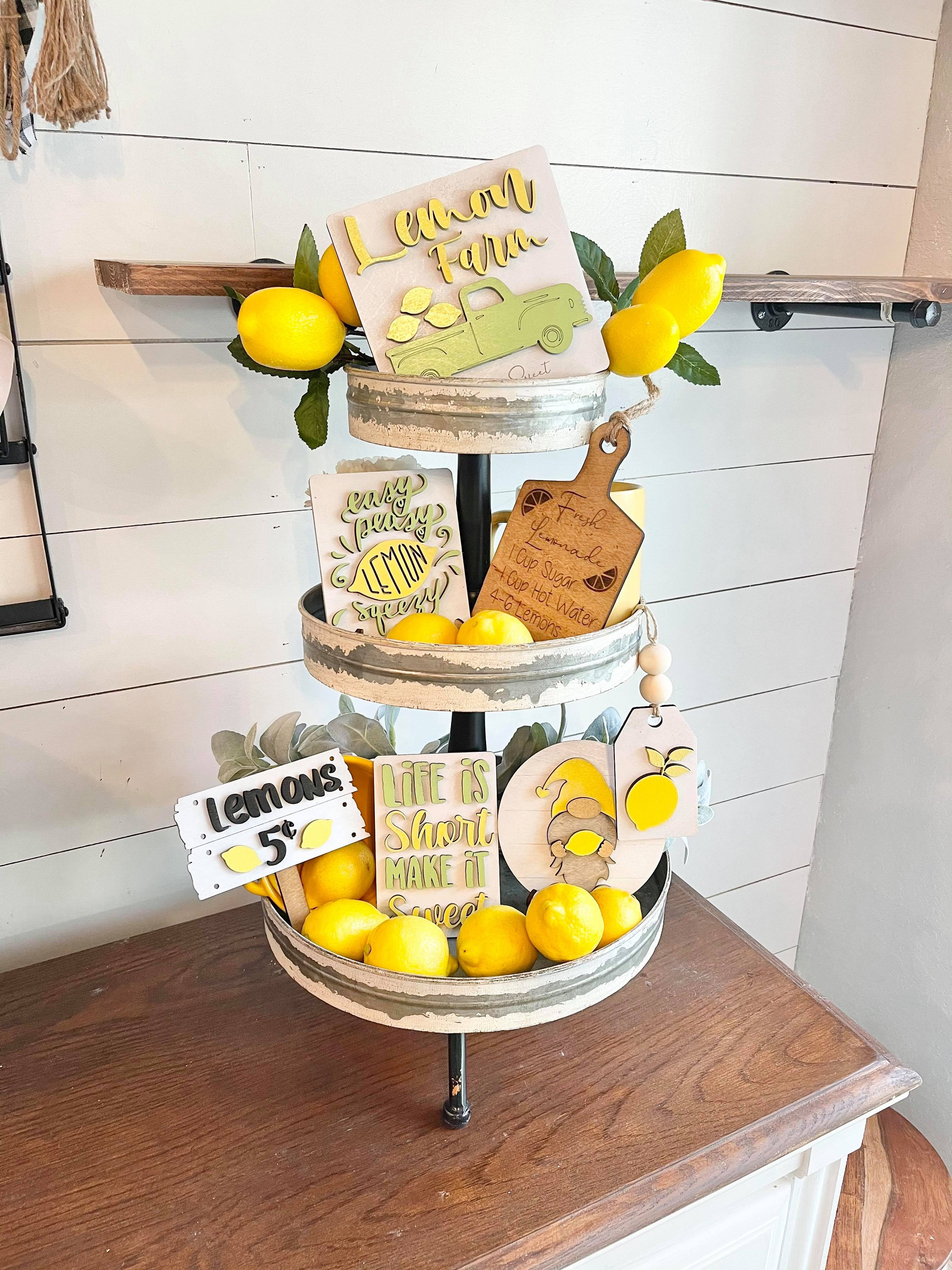 Lemon Tiered Tray Signs, Lemon Decor, Lemon 3D Mini Signs, Lemon Farm ...