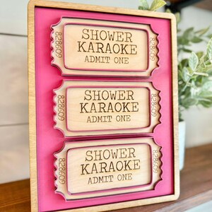 Shower Karaoke Ticket Sign | Girly Retro Bathroom Art | Pink Bathroom ...