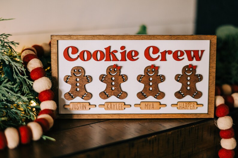 Gingerbread Family 3D Farmhouse Sign - Cookie Crew -gingerbread Sign ...