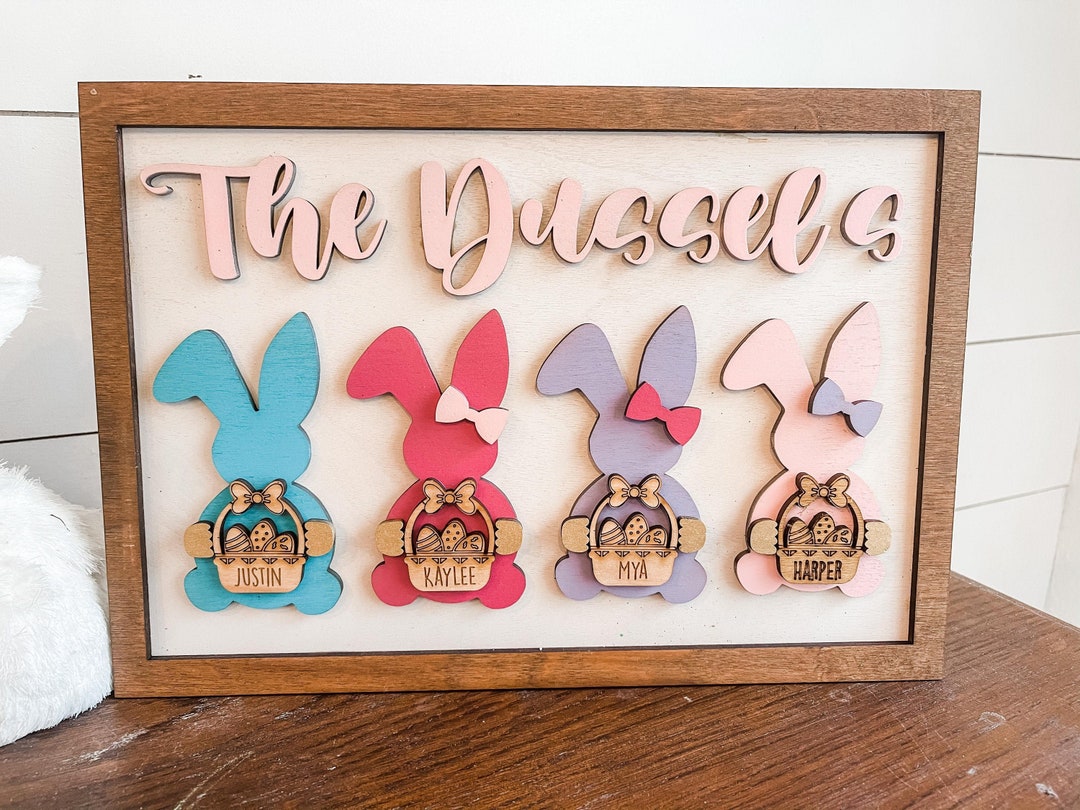 Custom Easter Bunny Family Sign - Bunny Decor - Personalized Bunny ...