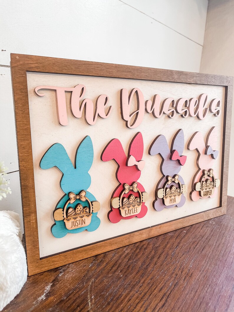 Custom Easter Bunny Family Sign Bunny Decor Personalized | Etsy