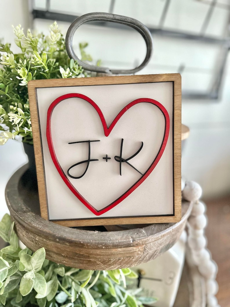 Personalized Initials Heart Sign Valentines Heart With - Etsy