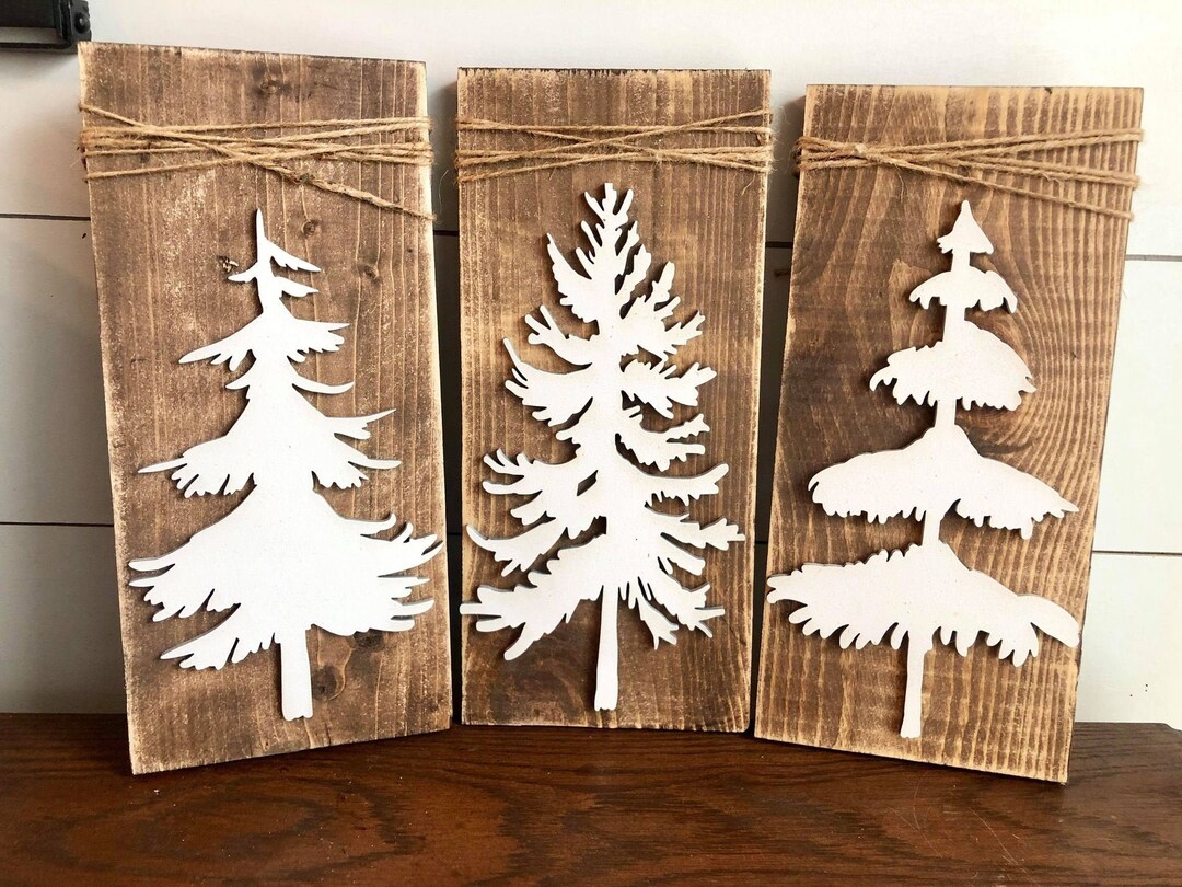 Rustic Winter Decor, Pine Tree Decor, Forest Wall Art, Entryway Decor ...
