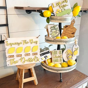 Lemon Tiered Tray Signs, Lemon Decor, Lemon 3D Mini Signs, Lemon Farm ...