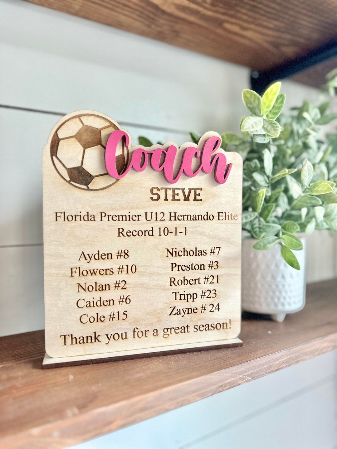 Personalized Soccer Coach Sign, Gift for Coaches, End of Season Coach ...