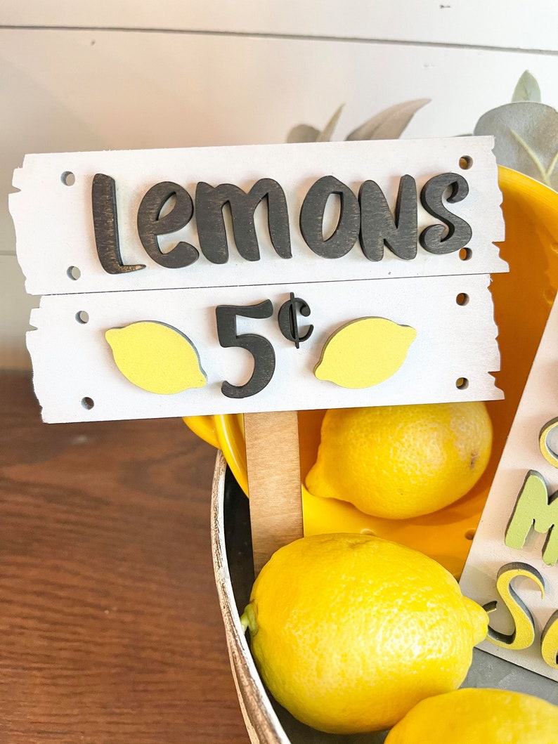 Lemon Tiered Tray Signs, Lemon Decor, Lemon 3D Mini Signs, Lemon Farm ...