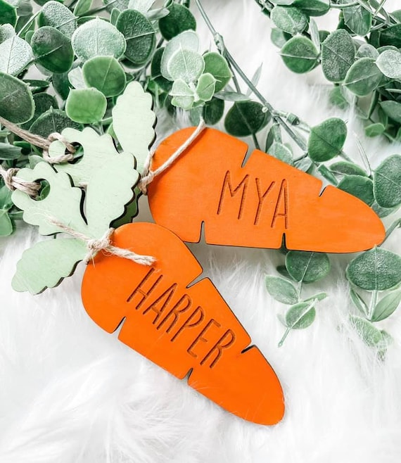 Carrot Name Tags Carrot Easter Basket Tags Engraved Easter | Etsy