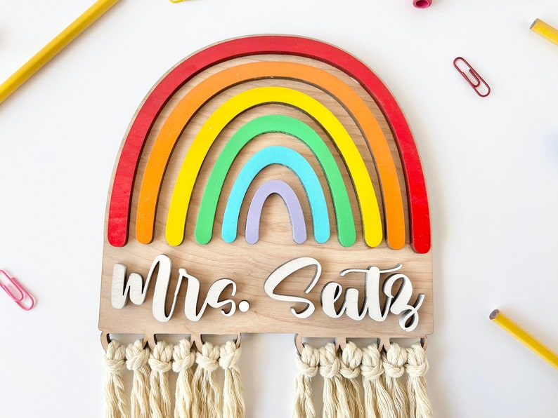 Teacher Name Sign Rainbow Teacher Appreciation Gift - Etsy