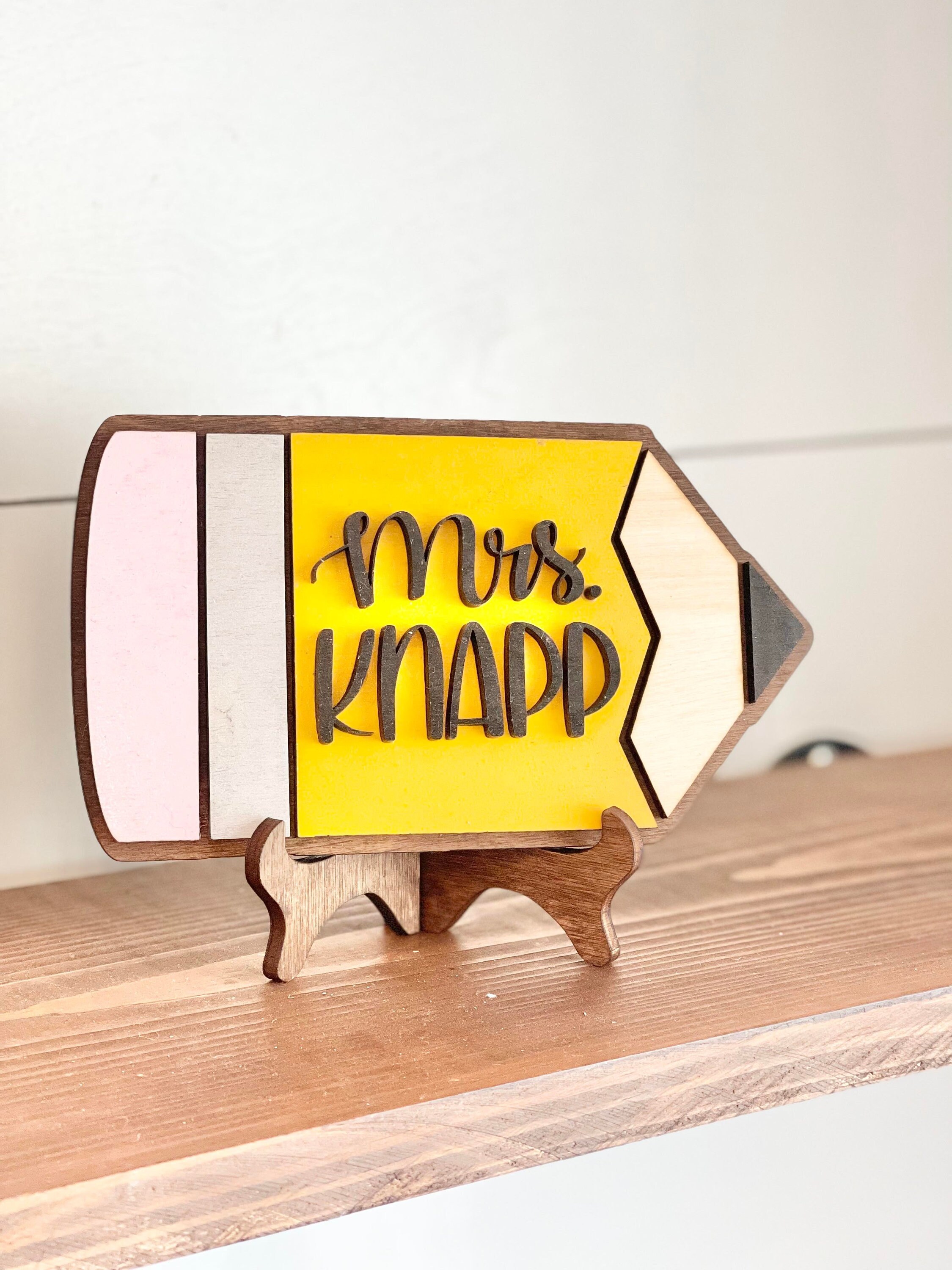 Personalized Desktop Teacher Pencil Sign Mini Pencil Sign - Etsy
