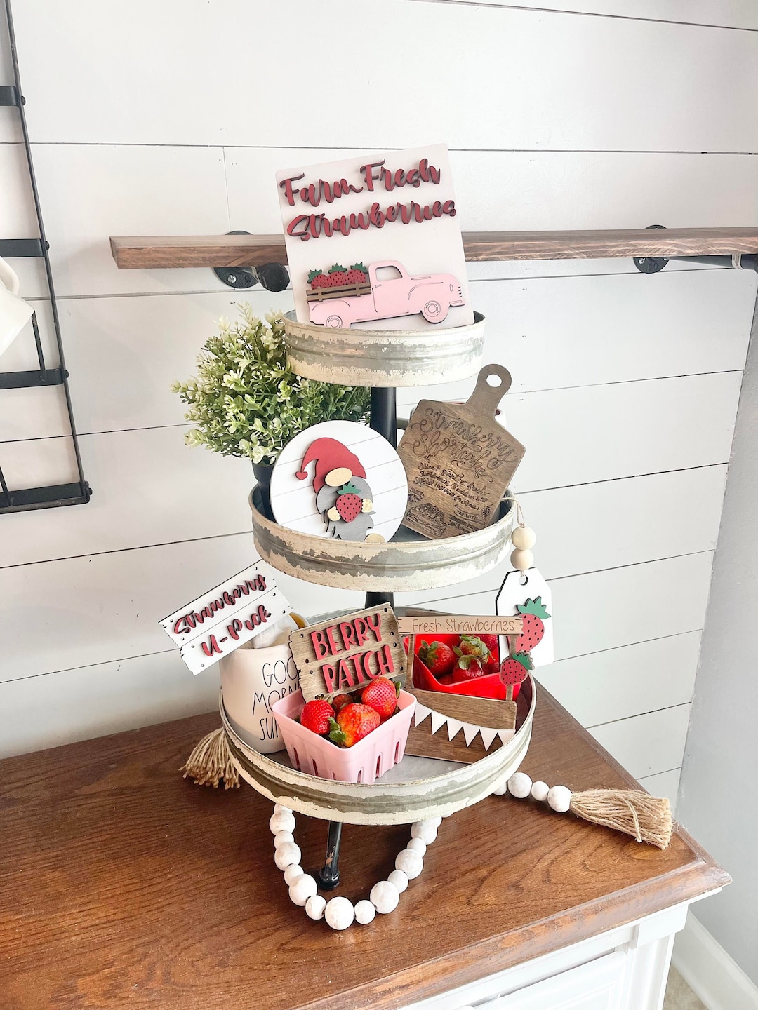 Strawberry Tiered Tray - Strawberry Decor - Strawberry Signs - Farm ...