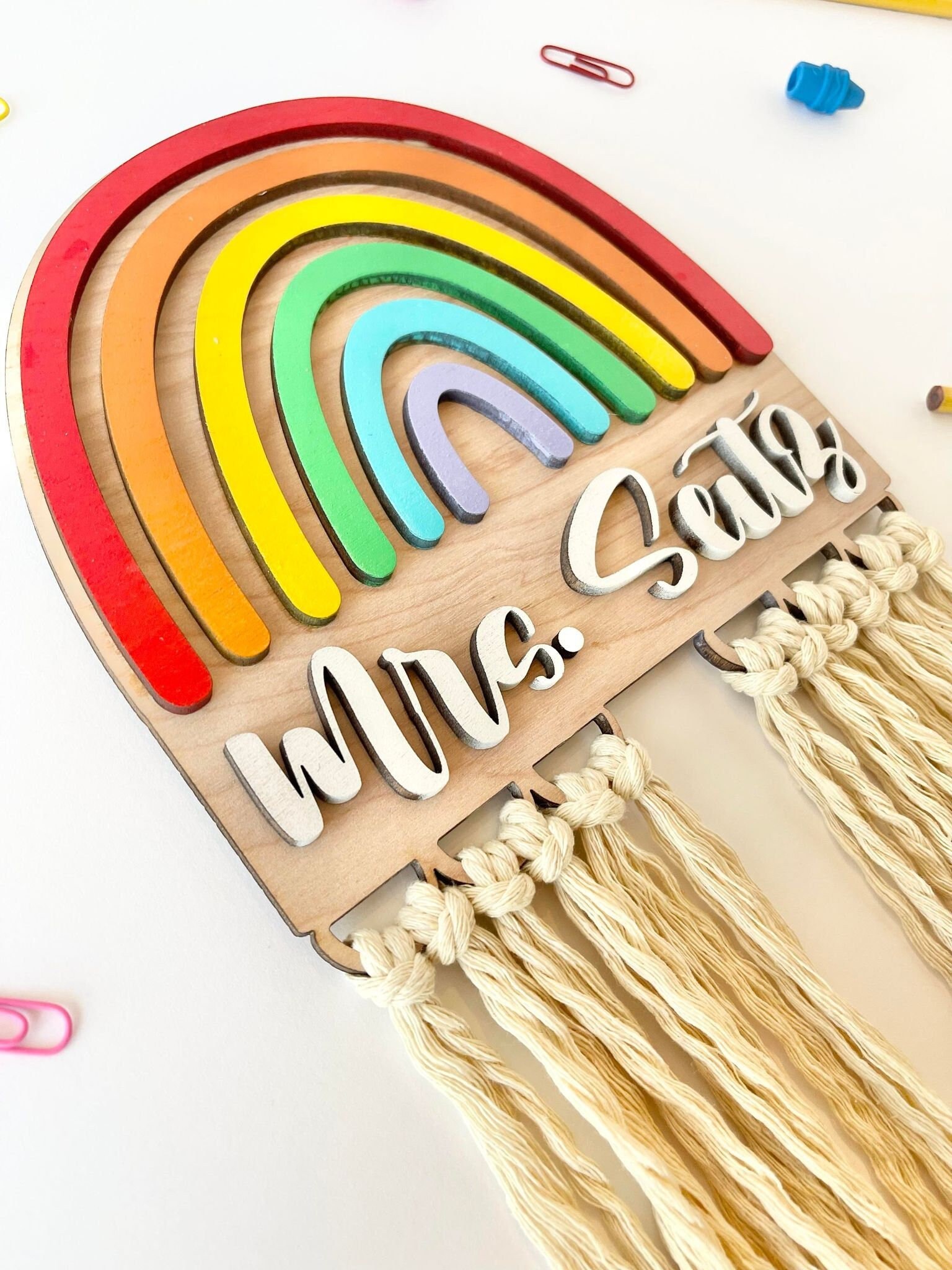 Teacher Name Sign Rainbow Teacher Appreciation Gift - Etsy