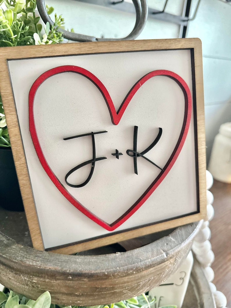Personalized Initials Heart Sign Valentines Heart With - Etsy