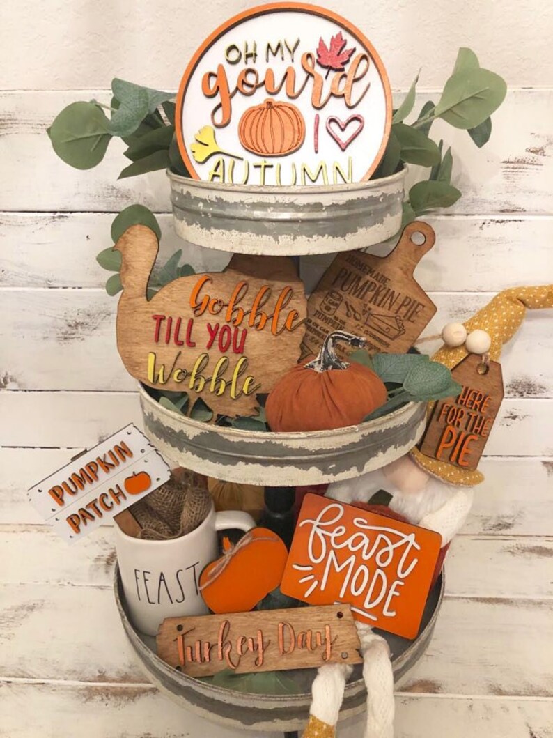 Thanksgiving Tiered Tray Set Funny Thanksgiving Decor | Etsy