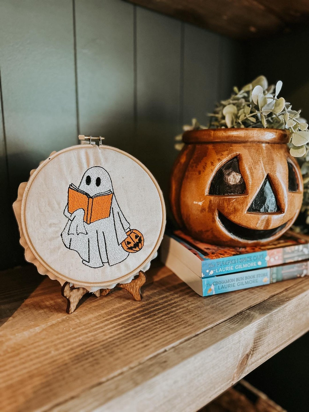 Ghost Embroidery Decor, Book Ghost, Bookshelf Halloween Decor ...