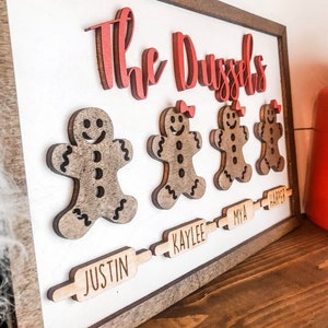 Gingerbread Family Sign, Christmas Home Decor, Personalized Gingerbread ...