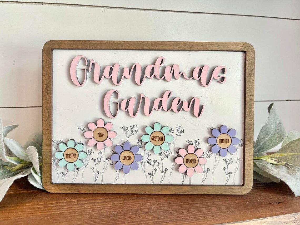 Grandmas Garden Personalized Flower Sign for Grandma Nana - Etsy