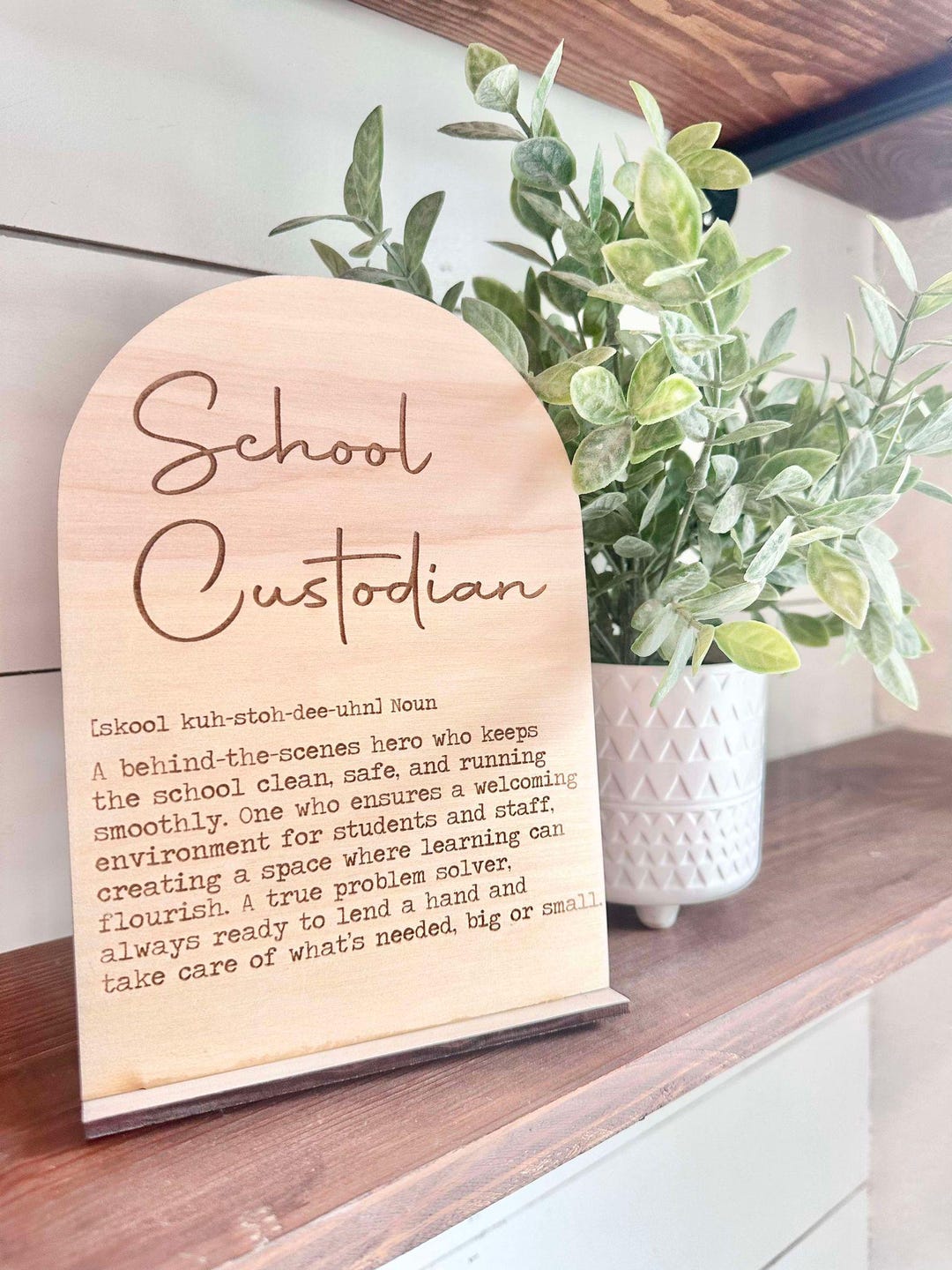 Engraved School Custodian Definition Sign: Baltic Birch Boho Decor - Etsy