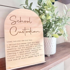 Engraved School Custodian Definition Sign: Baltic Birch Boho Decor - Etsy