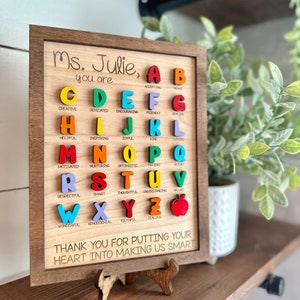 Personalized Teacher ABC Sign - Personalized Teacher Appreciation Sign ...