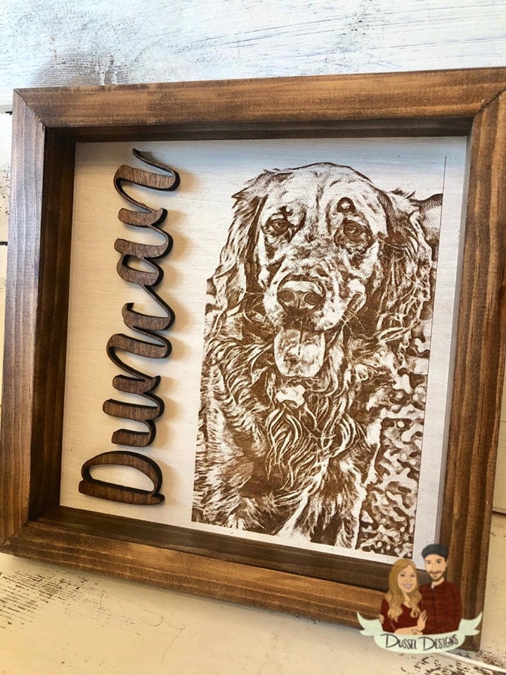 Dog Portrait Engraved Pet Portrait Sign Farmhouse Pet - Etsy
