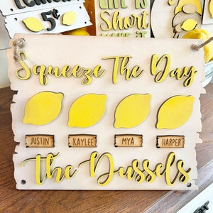 Squeeze the Day - Lemon Family Sign - Personalized Lemon Family Decor ...