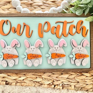 Our Patch Personalized Easter Bunny Family Sign - Bunny Decor - Easter ...