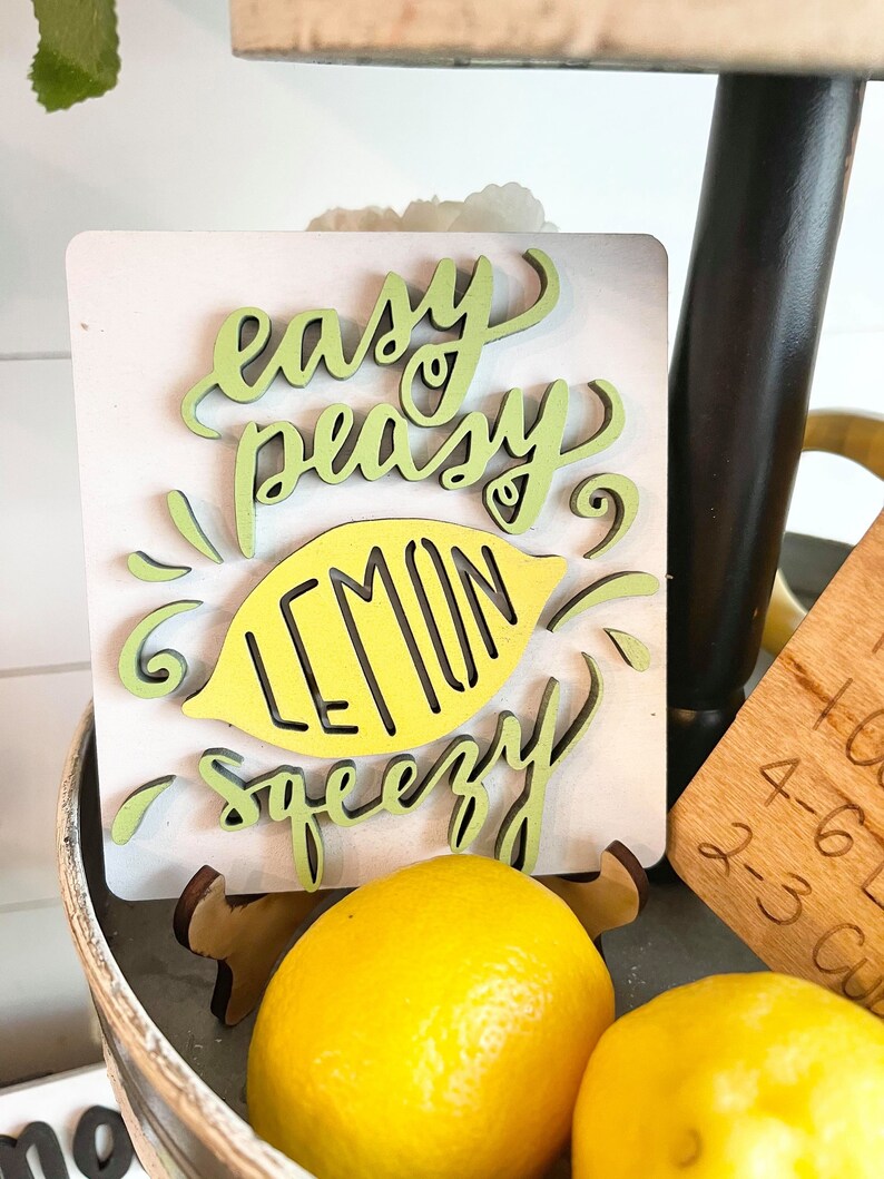 Lemon Tiered Tray Signs, Lemon Decor, Lemon 3D Mini Signs, Lemon Farm ...