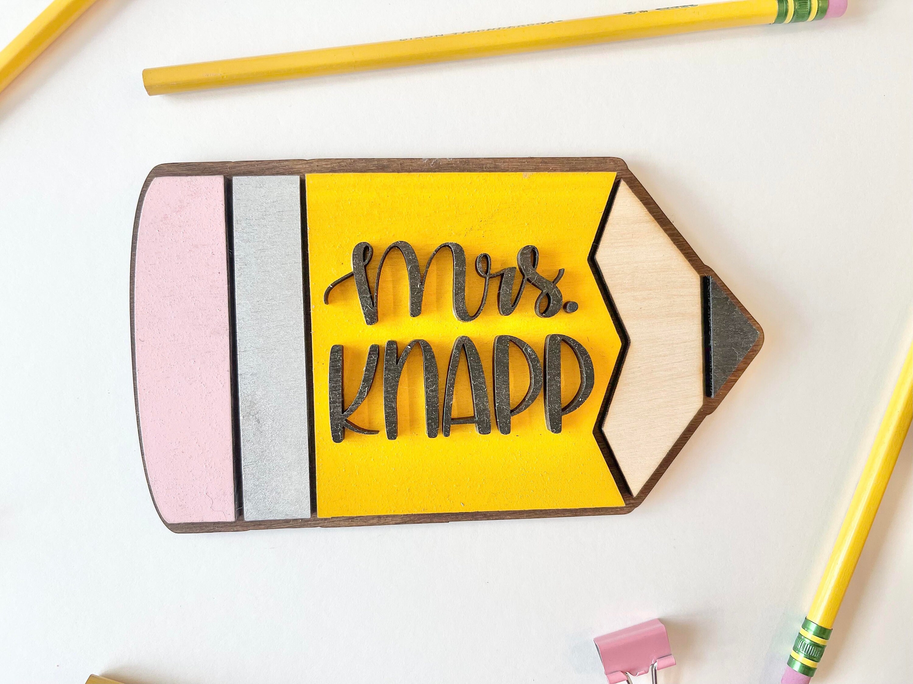 Personalized Desktop Teacher Pencil Sign Mini Pencil Sign - Etsy