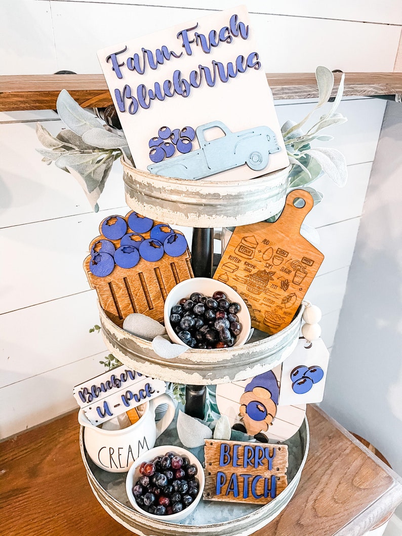 Blueberry Tiered Tray Signs: Farmhouse Summer Decor - Etsy