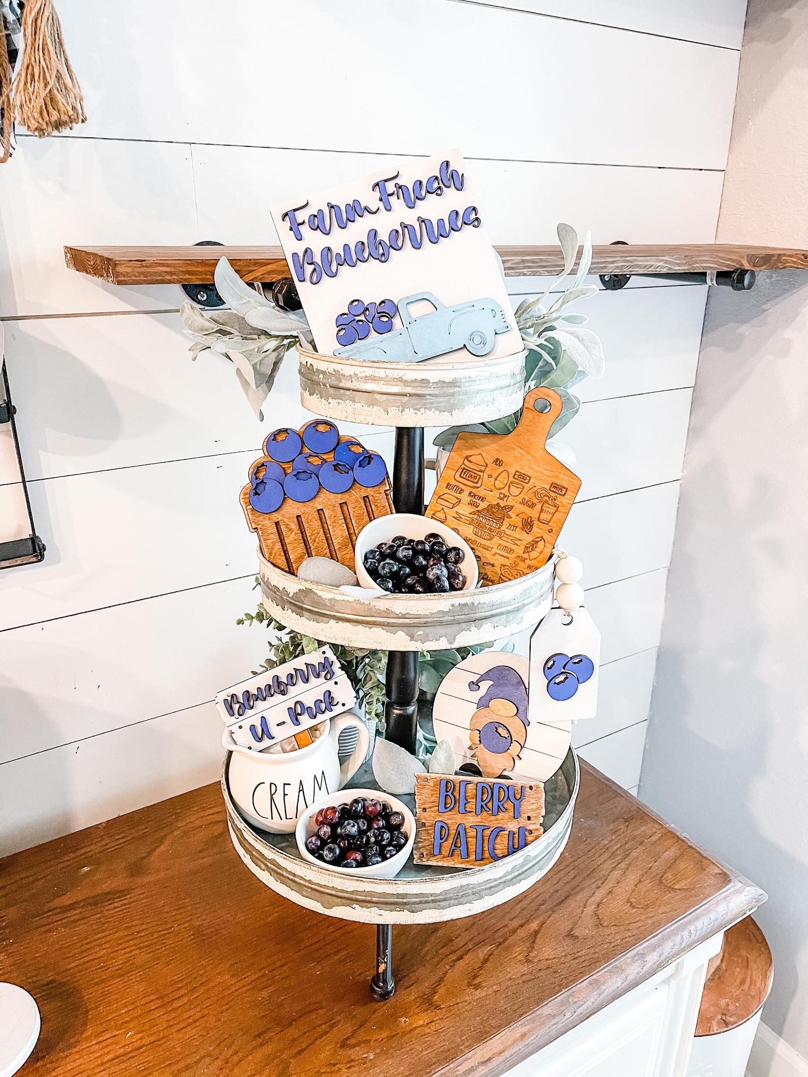 Blueberry Tiered Tray Signs: Farmhouse Summer Decor - Etsy