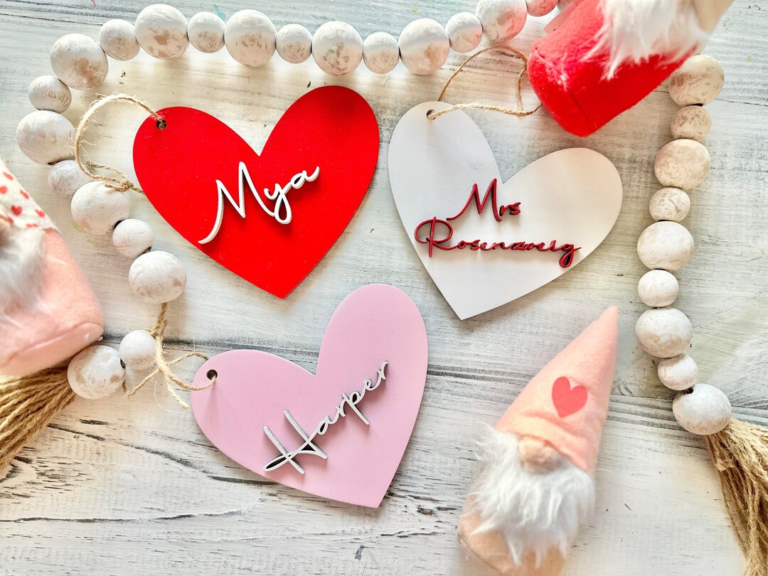 Valentine's Day Name Tags Heart Name Tags Valentines Name Tags for Kids ...