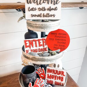 Horror Movie Tiered Tray Decor Horror Movie Decorations Welcome Let's ...