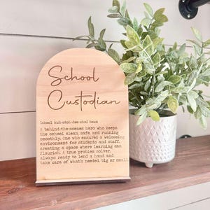 Engraved School Custodian Definition Sign: Baltic Birch Boho Decor - Etsy