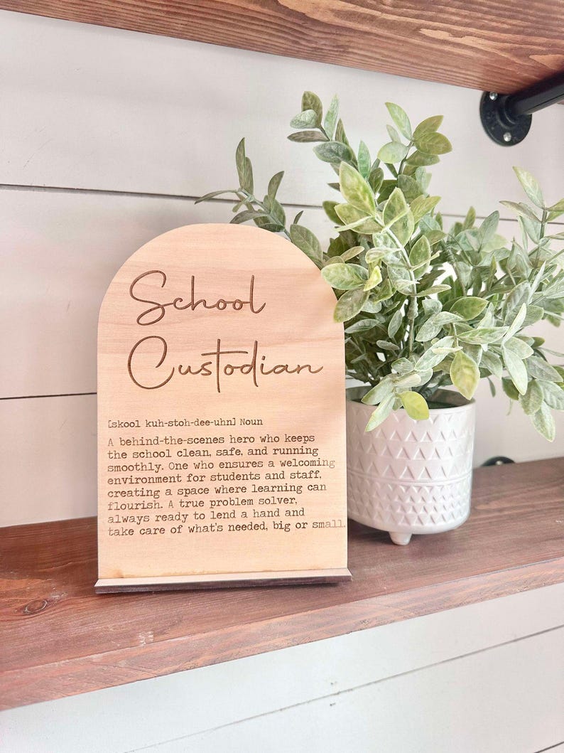 Engraved School Custodian Definition Sign: Baltic Birch Boho Decor - Etsy