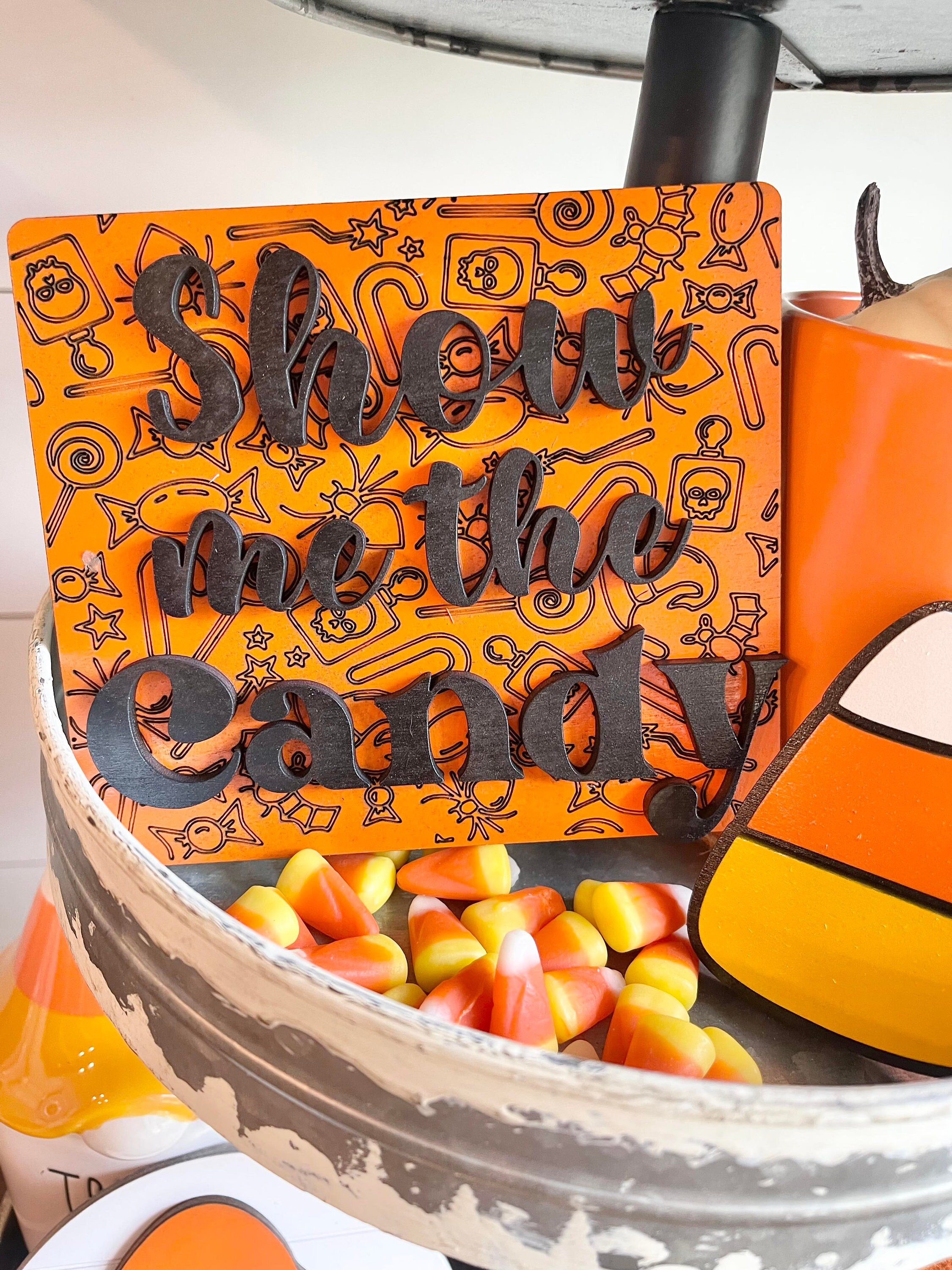 Candy Corn Tiered Tray Candy Corn Tray Decor Halloween - Etsy