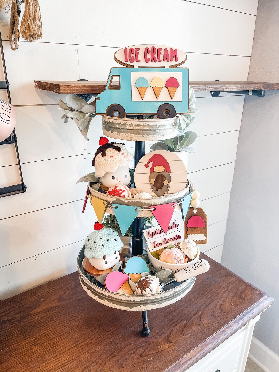 Ice Cream Tiered Tray Decor - Ice Cream Tiered Tray Signs - Farmhouse ...