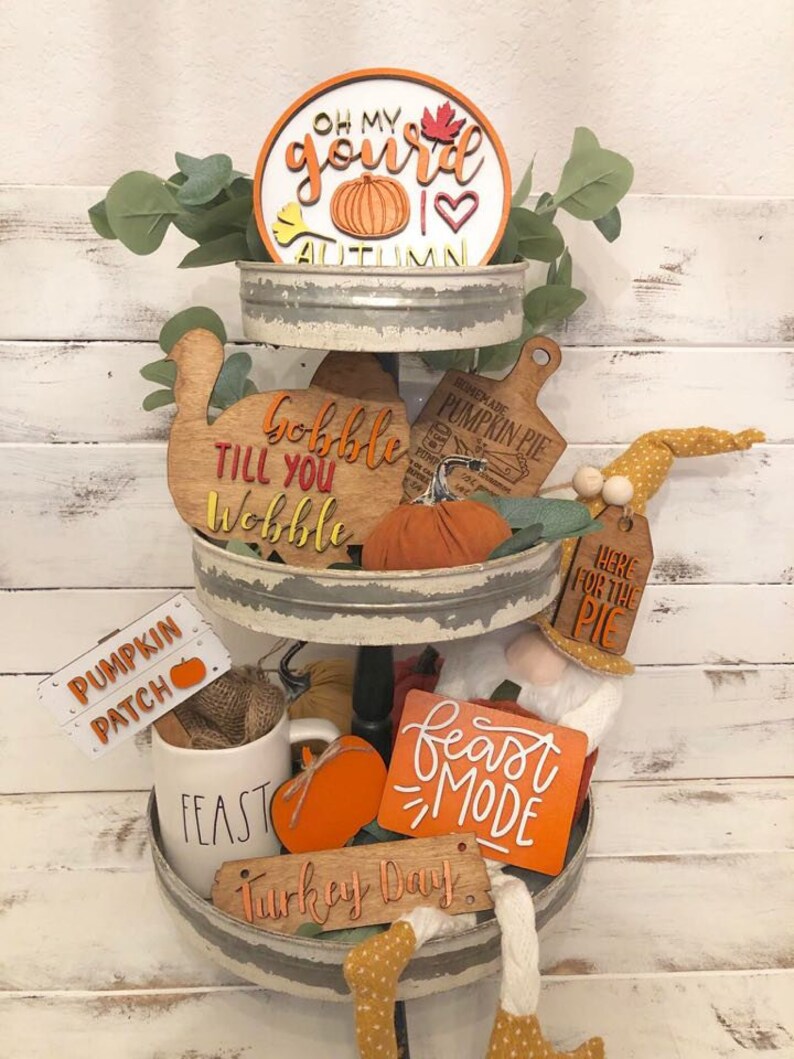 Thanksgiving Tiered Tray Set Funny Thanksgiving Decor | Etsy