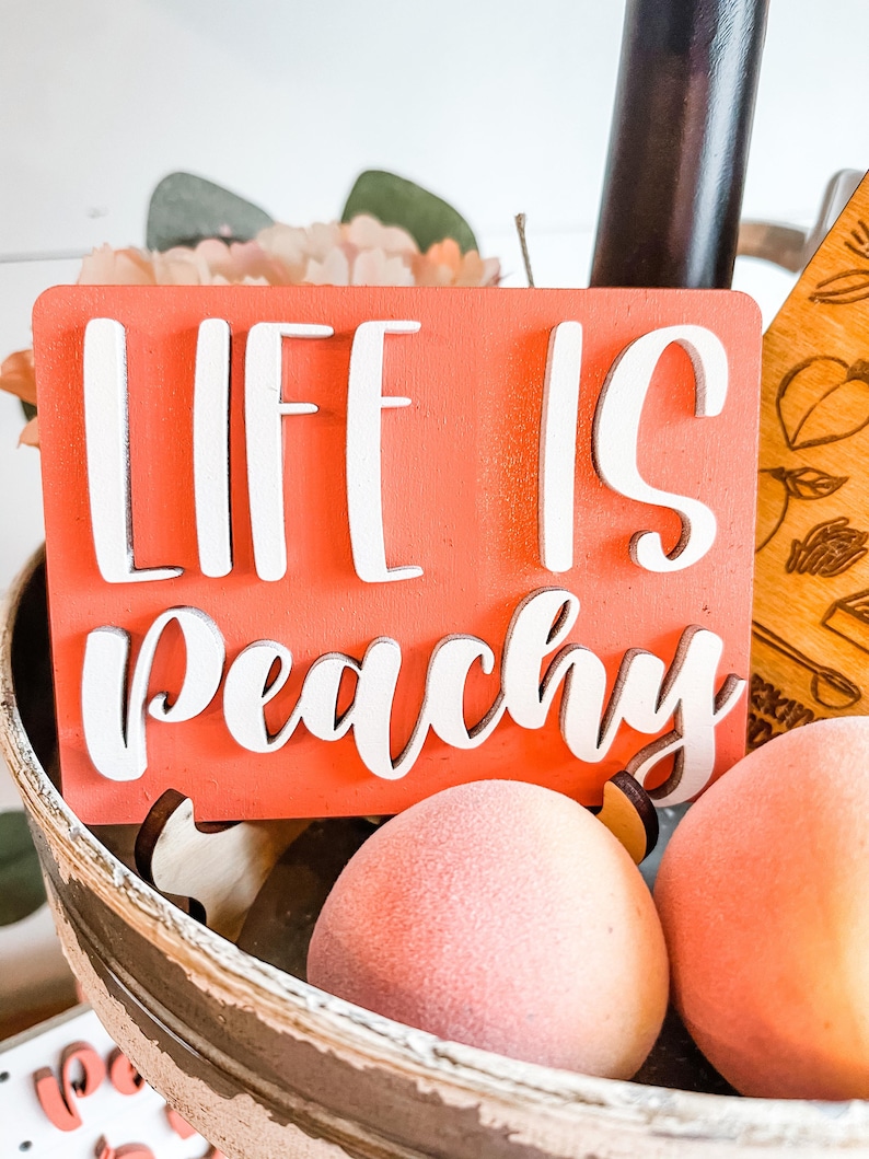 Farm Fresh Peaches Peach Tiered Tray Decor Life is Peachy - Etsy