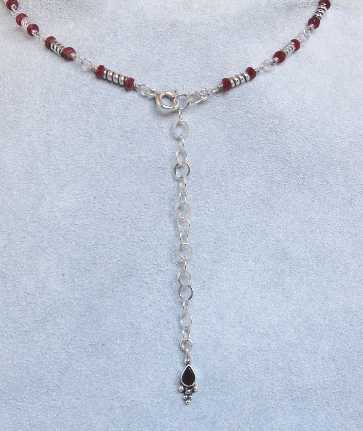Ruby Nugget Pendant Necklace, Sterling Silver Wire Wrap Bali, Handmade ...