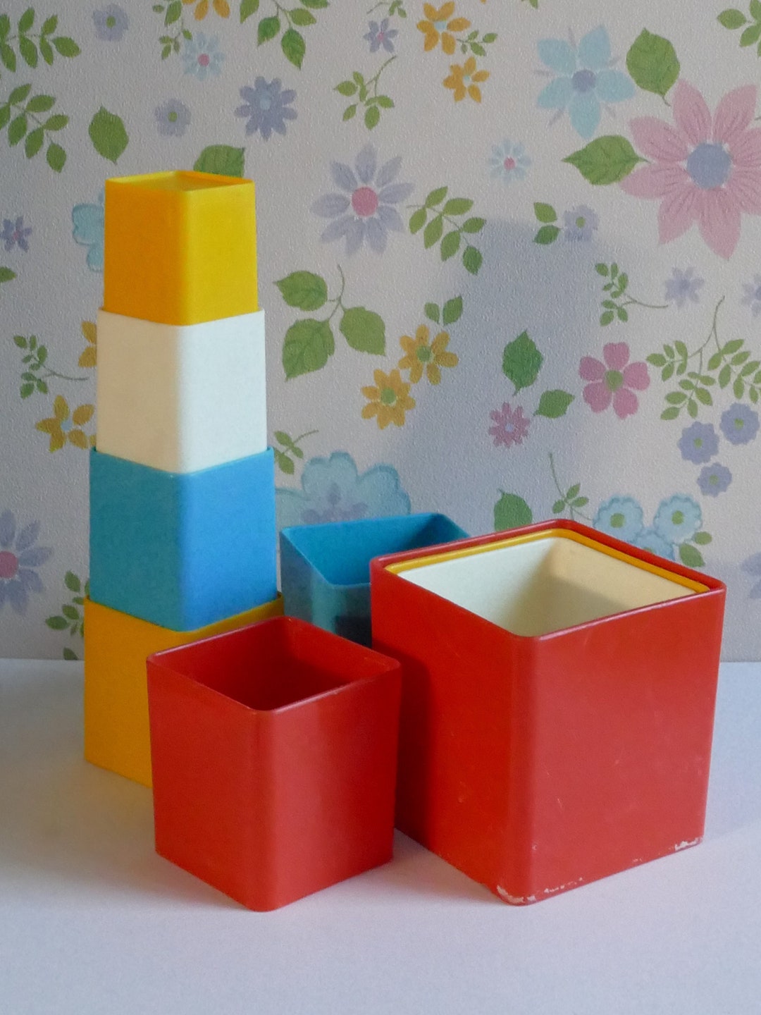 Vintage Baby Toddler Stacking Cup Cube Building Toy - Etsy