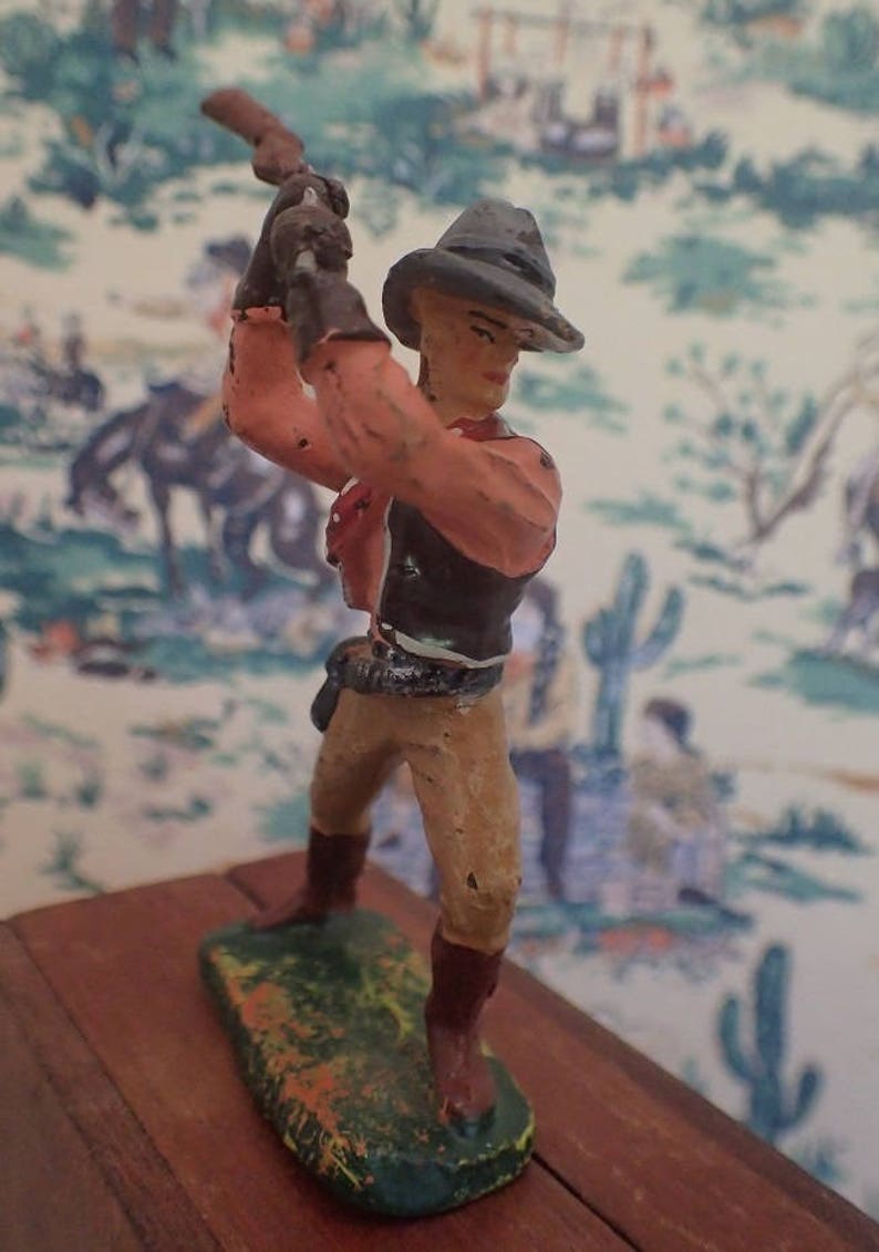 Wild West Elastolin Toy Figurine (1940/50's) Cowboy Striking With Rifle ...