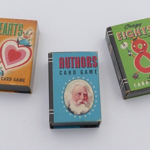 1950's Trio of Miniature Playing Cards Crazy Eights Authors Hearts ...