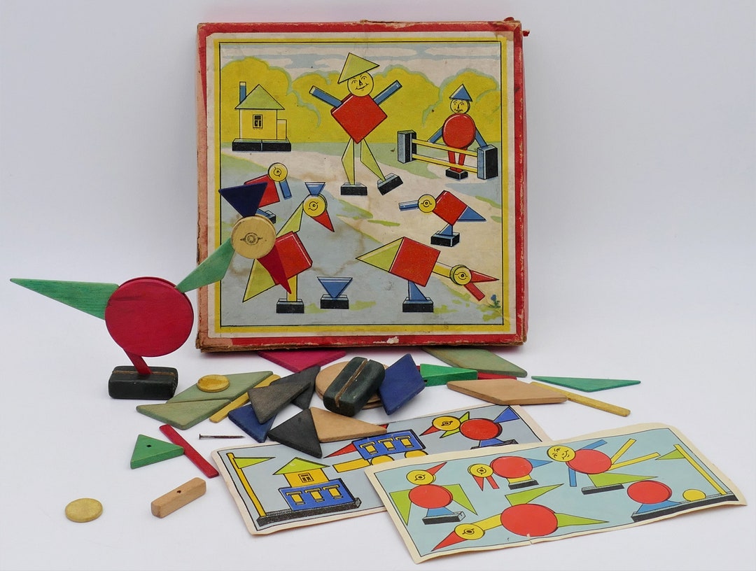 Vintage 1950's Wooden Shapes Original Box - Etsy