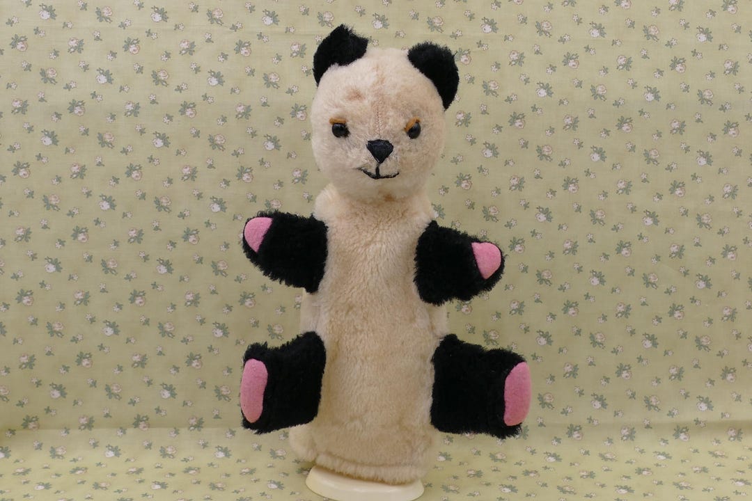 Vintage 1950's Mohair Panda Bear Hand Puppet Sooty and Soo Hand Puppet ...