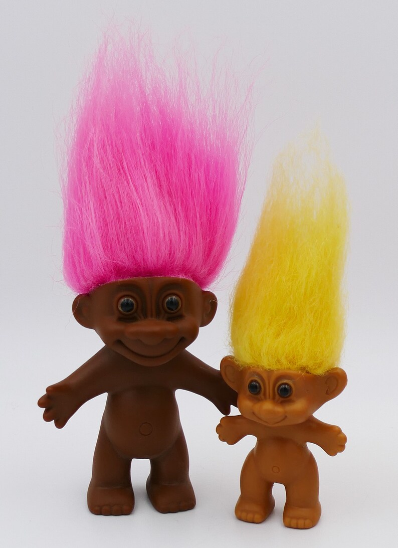 Russ Berrie 1991 Troll Toy Figurines Pink Purple Yellow - Etsy