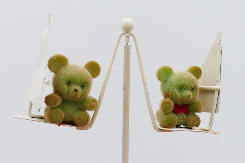1980's Flocked Miniature Teddy Bear Metal Novelty Toy Russ - Etsy