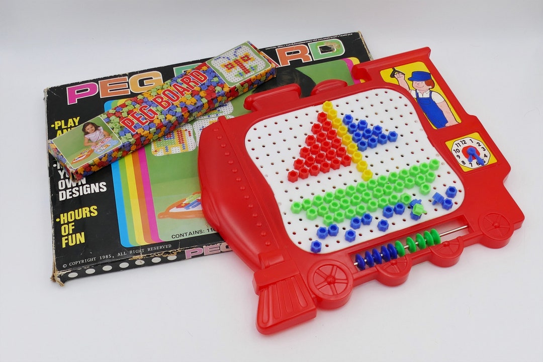 Vintage 1950's Merit Tile Craft Educational Pegboard Activity Complete ...
