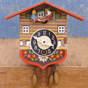 Mid-century Vintage German Black Forest Bavaria Wind up Wooden Painted ...