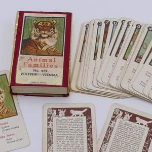 1950's Vintage Piatnik Animal Families Quartet Card Game Complete ...