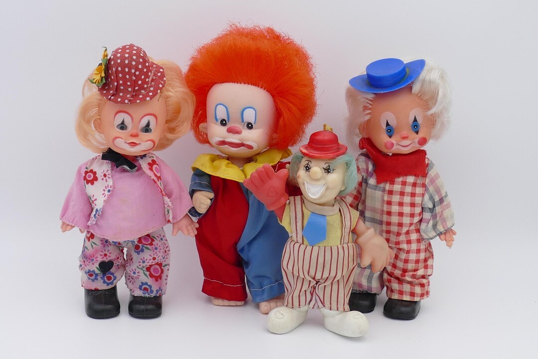 Lot of Four Vintage Clown Toy Doll Figurines Hong Kong Taiwan - Etsy